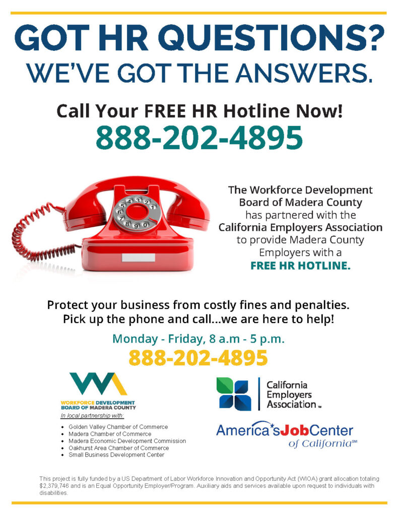 Free HR Hotline for Madera County Employers - Madera County Workforce ...